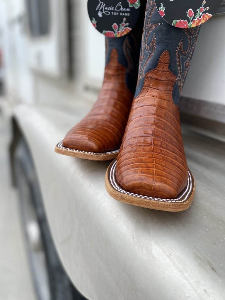 Macie Bean Top Hand Brandy Caiman Belly Boot - Saddle Rags