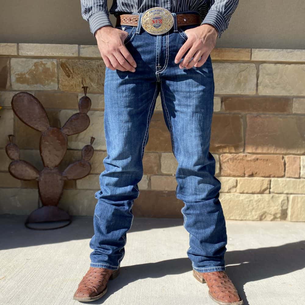 Cinch White Label Arena Flex Jean Dark Stonewash Saddle Rags