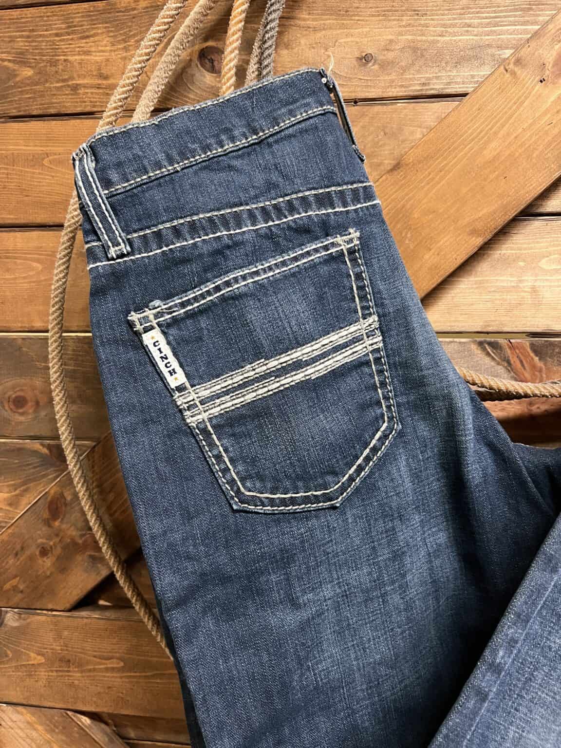 Cinch White Label Arena Flex Jean Dark Stonewash Saddle Rags