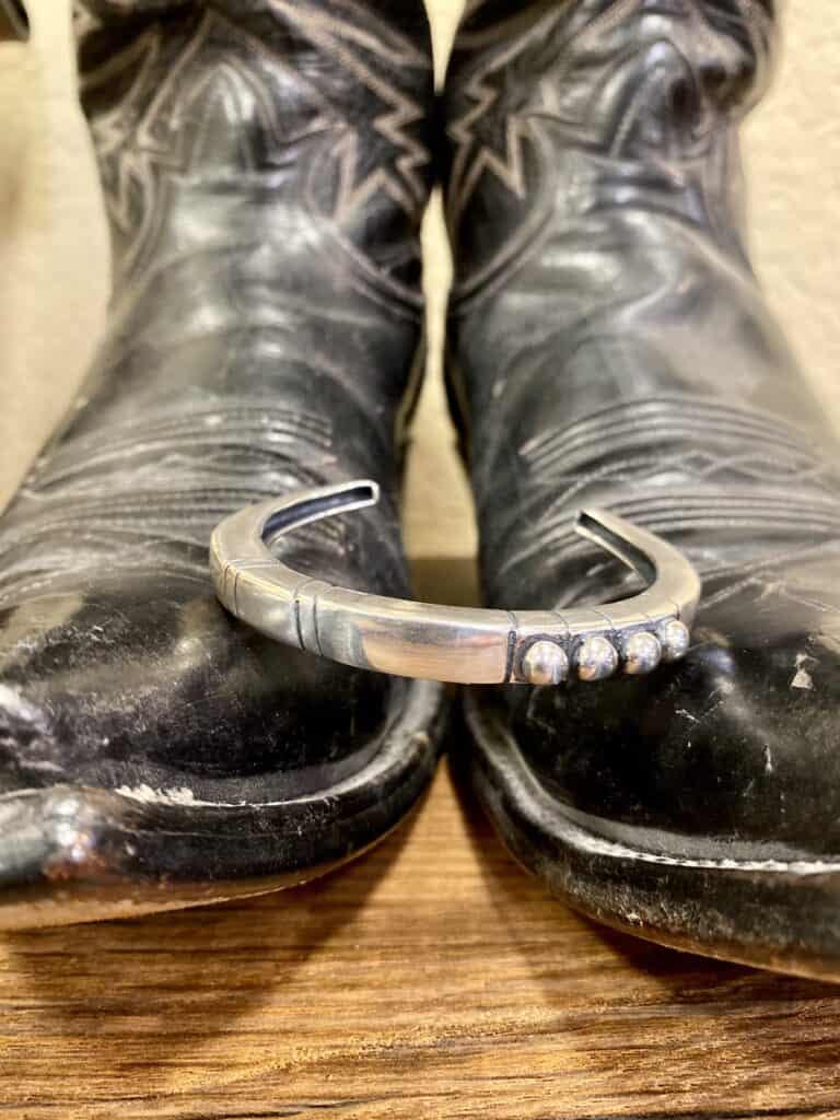 Thick Sterling Silver Dotted Hollow Cuff - Saddle Rags