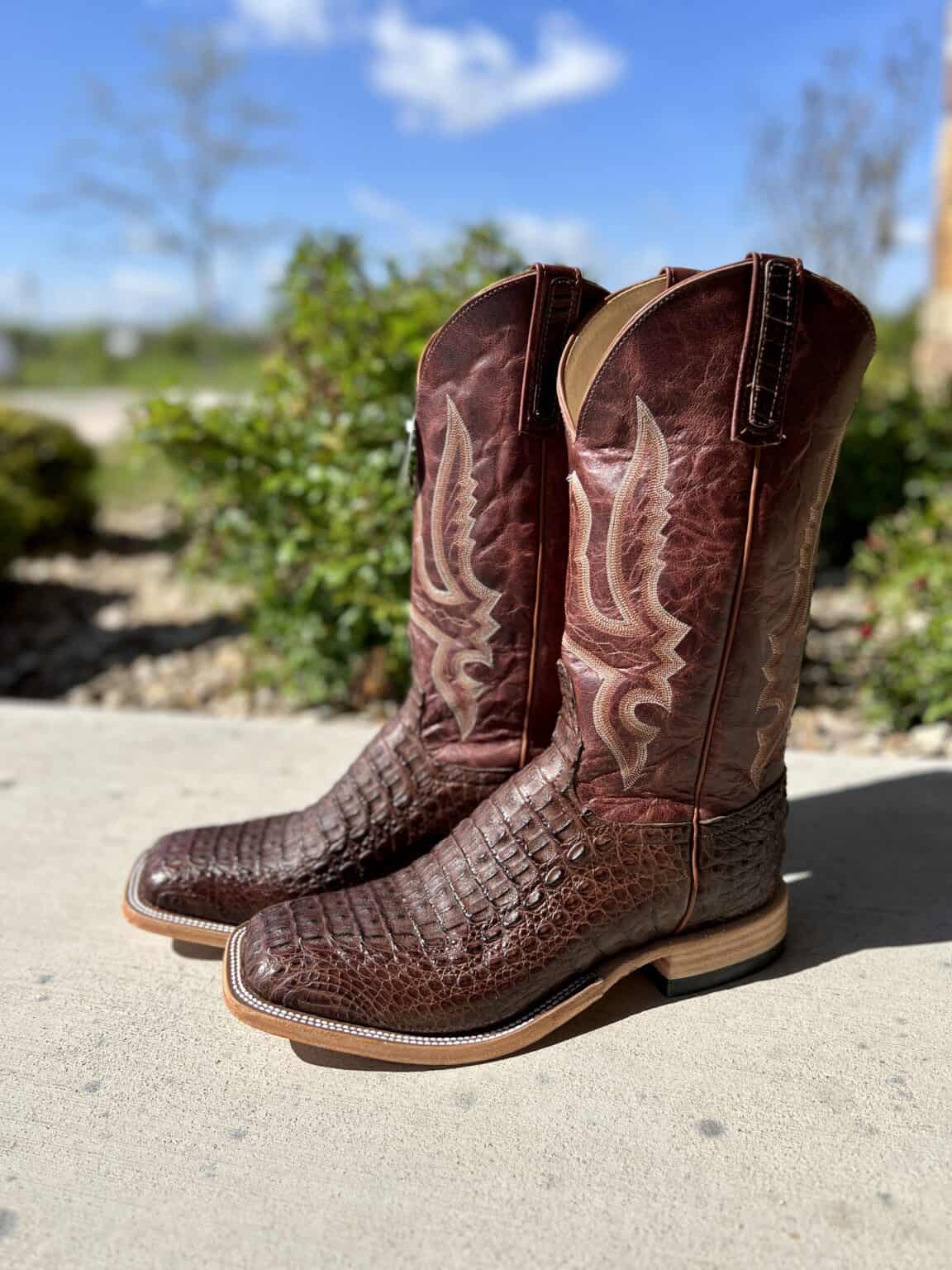 Anderson Bean Men's Chocolate Lux Hornback Caiman Boot - Saddle Rags