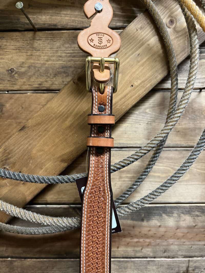 Texas Saddlery Saddle Tan Tapered Spider Stamped Belt - Saddle Rags