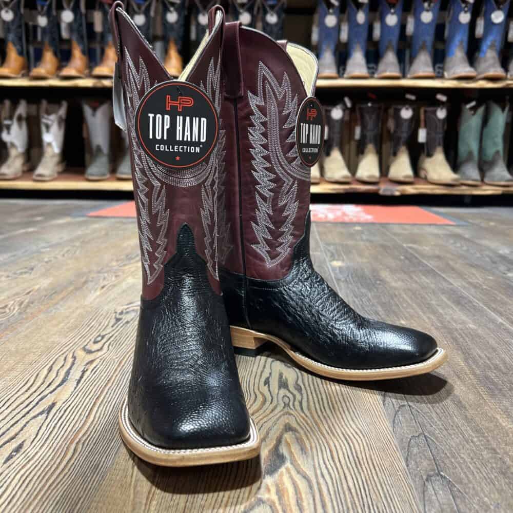 Horse Power Top Hand Black Smooth Ostrich Boot - Saddle Rags
