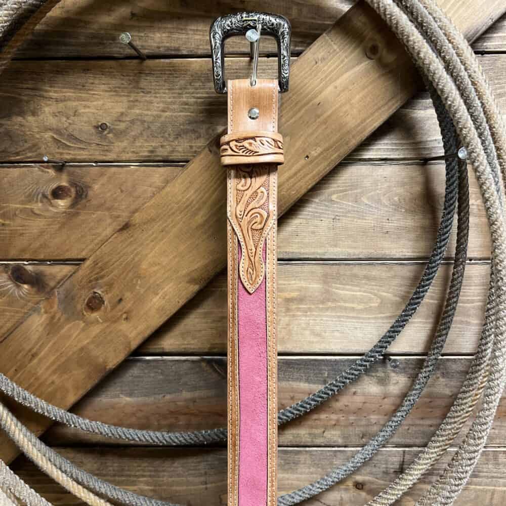 R. Watson Pink Roughout Underlay Belt - Saddle Rags