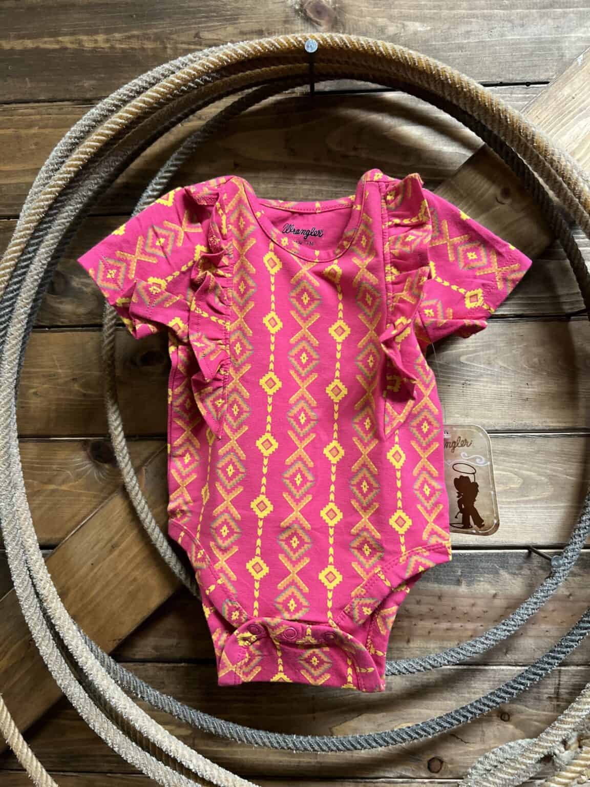 Wrangler Desert Sun Ruffle Onesie - Saddle Rags