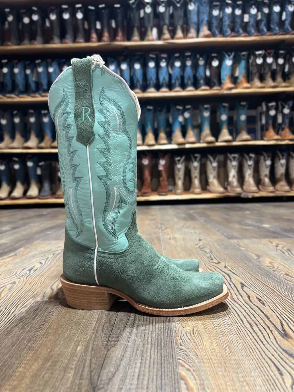 R. Watson Women's Teal Rough-Out Boot - Saddle Rags