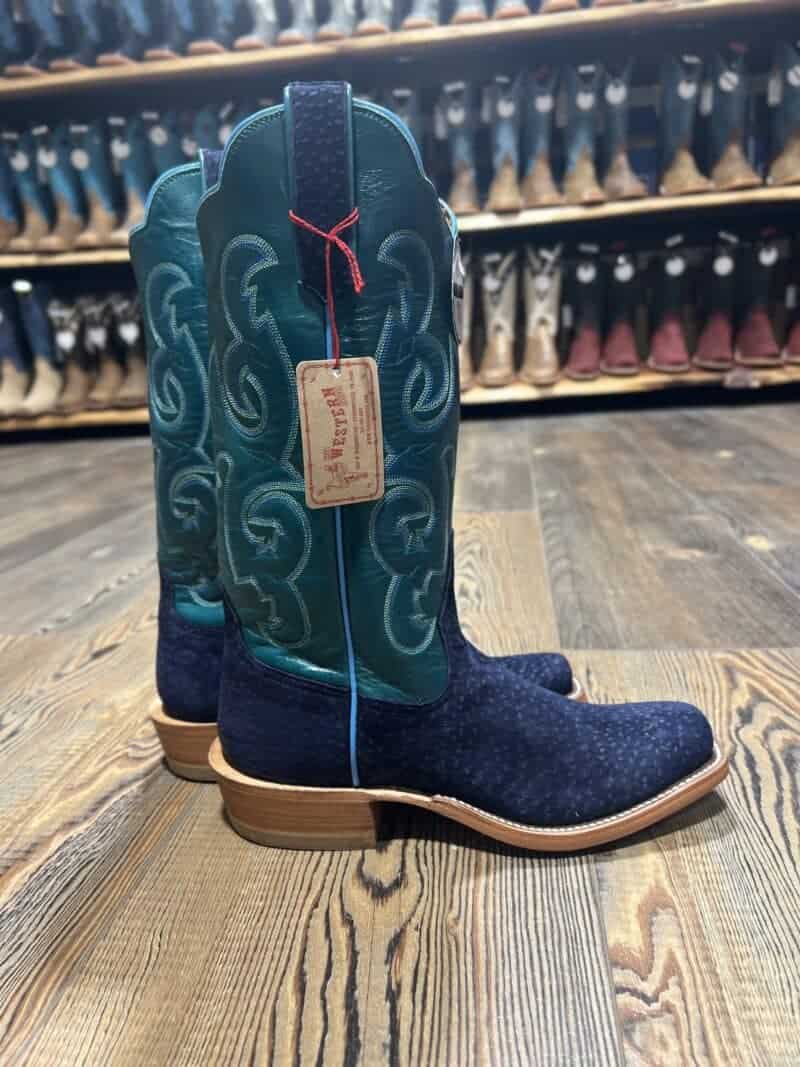 Rios of Mercedes Women's Navy Carpincho & Turquoise Boot - Saddle Rags