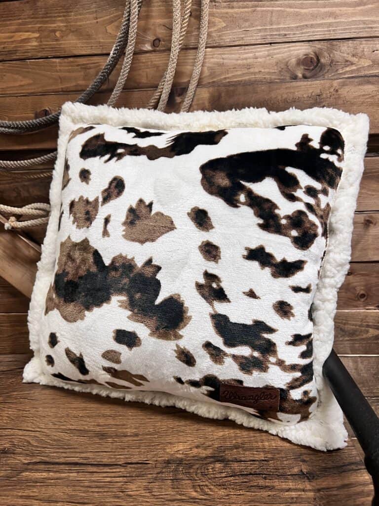 Wrangler Tri Colored Cowhide Plush Sherpa Pillow - Saddle Rags