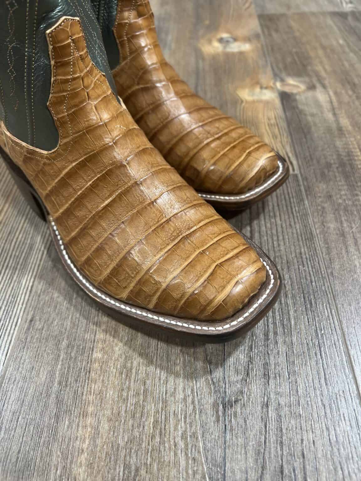 Rios of Mercedes Men's Tan Caiman Belly Boot - Saddle Rags