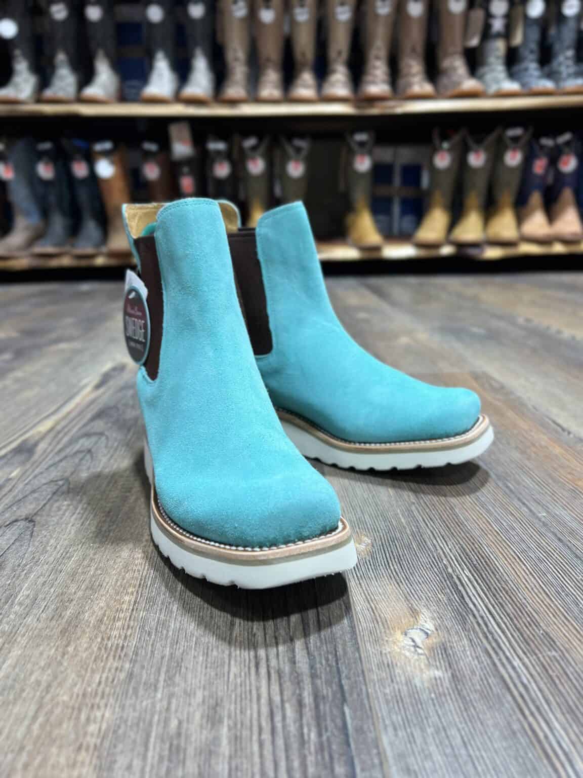 Macie Bean Turquoise Suede Swedge - Saddle Rags