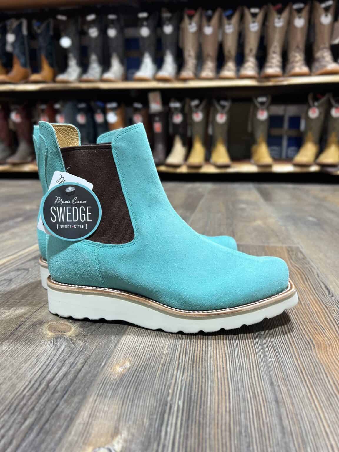 Macie Bean Turquoise Suede Swedge - Saddle Rags