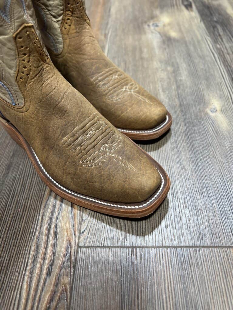 Rios of Mercedes Men's Natural Brahma Bison KS Toe Boot - Saddle Rags