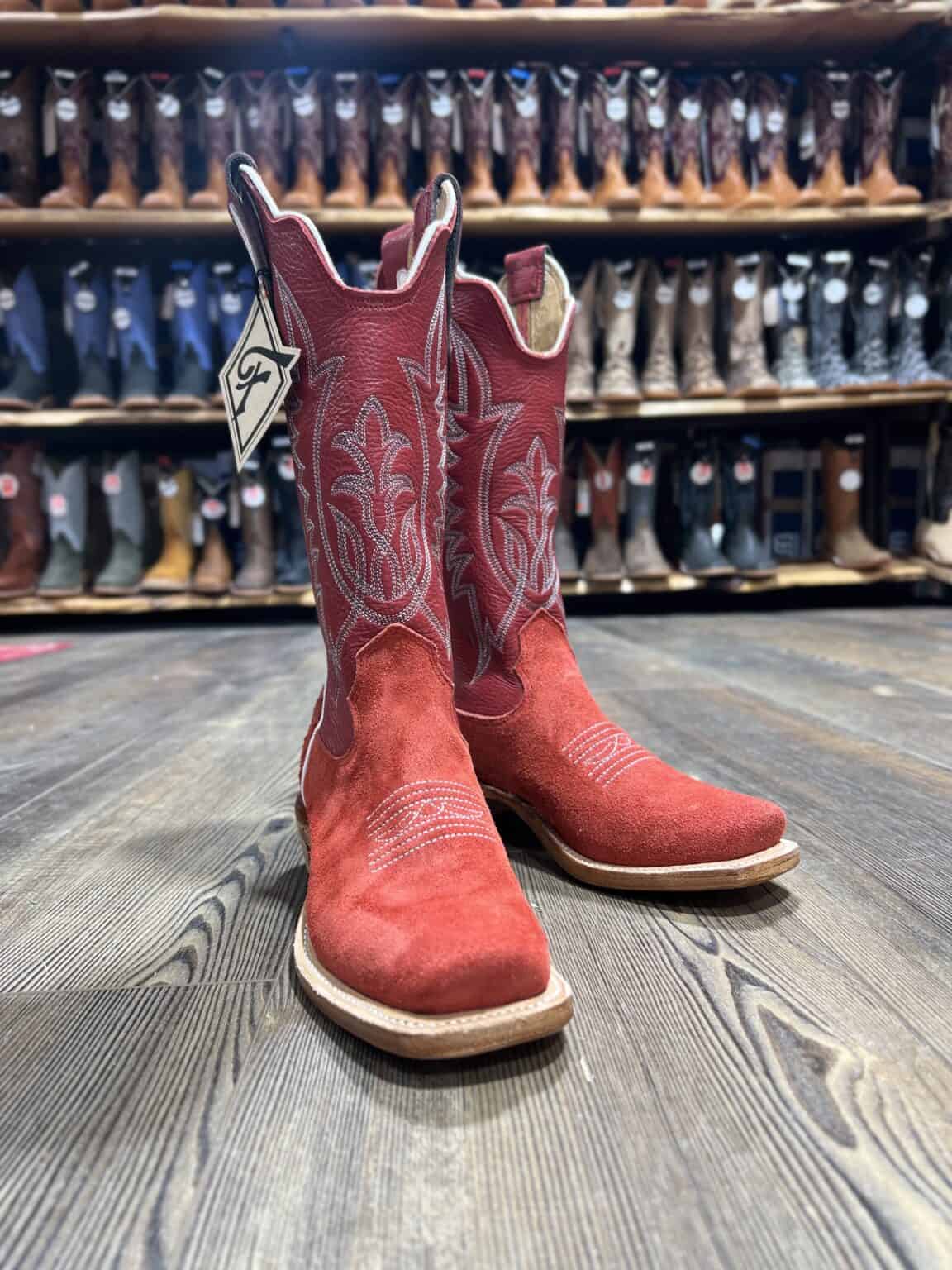 Fenoglio Women's Red Rough-Out Boot - Saddle Rags