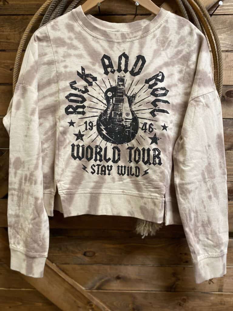 Womens Rock&Roll Graphic Tie Dye Pullover - Saddle Rags