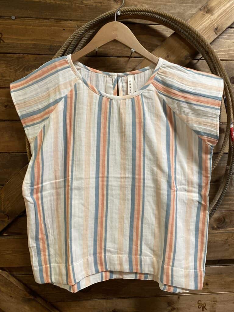 Womens Roper S/S Multi Striped Peasant Blouse - Saddle Rags