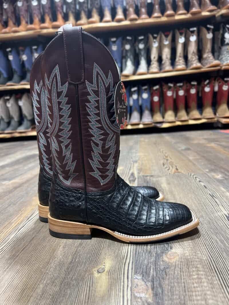 Macie Bean Top Hand Black Caiman Belly Boot - Saddle Rags