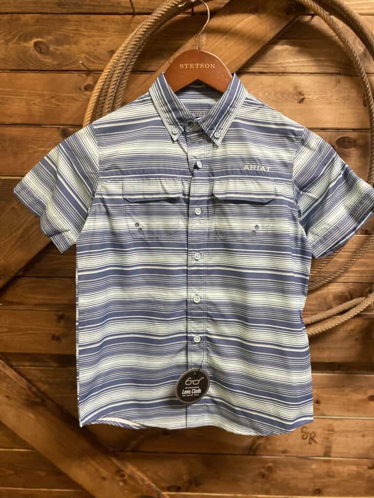 Boys Ariat VentTek Classic S/S Button Down Raven Blue - Saddle Rags