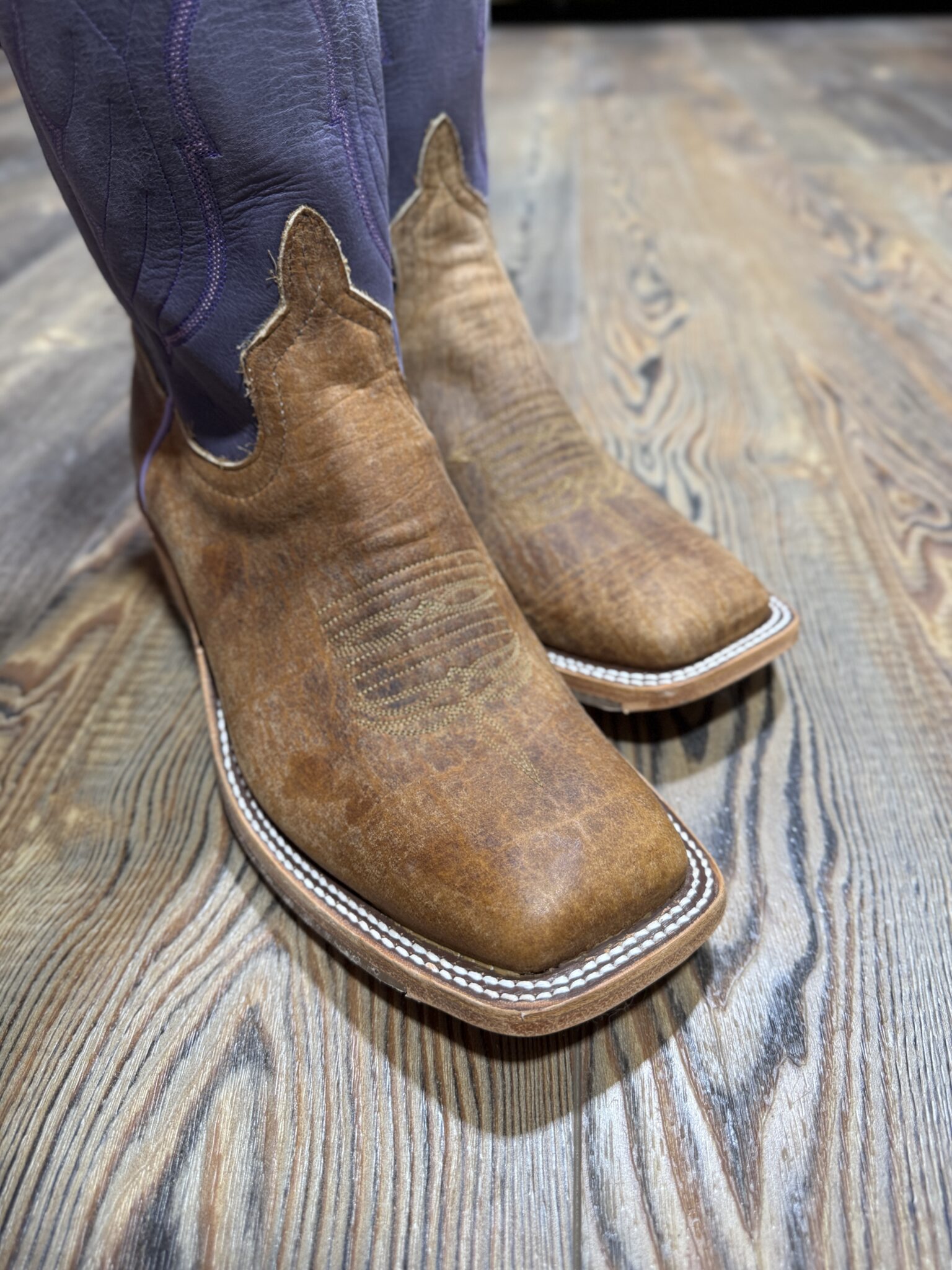 Anderson Bean Distressed American Bison Riding Heel Boot - Saddle Rags