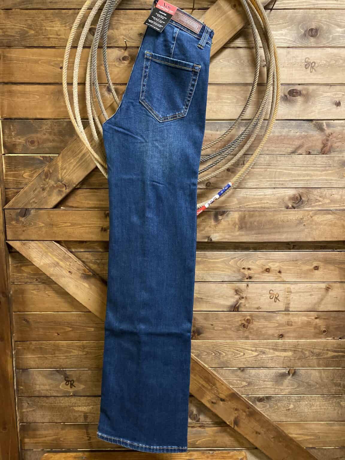 Womens Rock & Roll Relaxed Flare Leg Dark Wash Jean - Saddle Rags