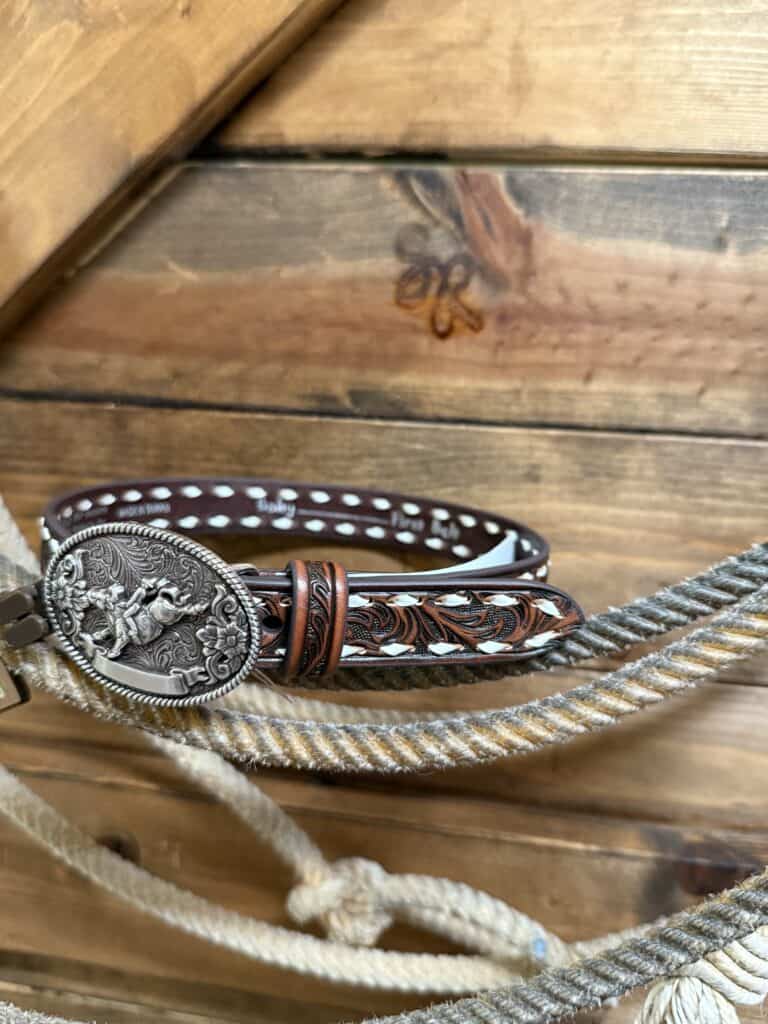 Baby Girls/Boys Buck Stitch Scroll Belt W/Buckle - Saddle Rags