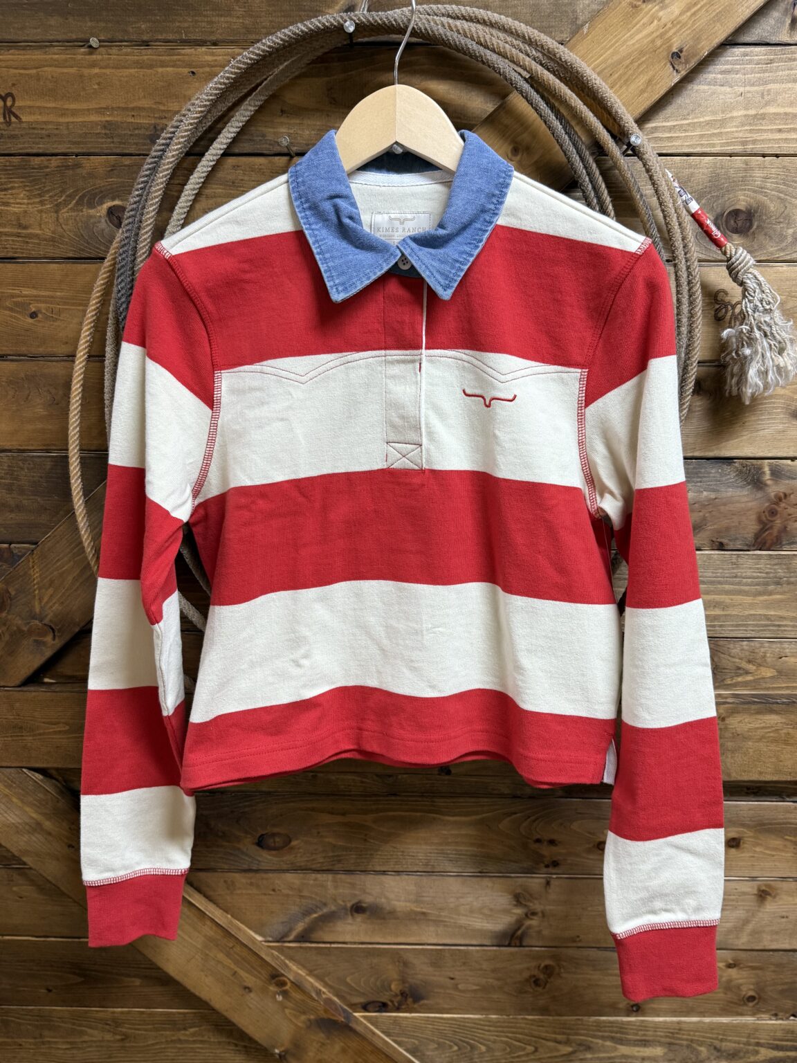 Womens Kimes Ranch L/S Jamila Red/Cream/Denim - Saddle Rags