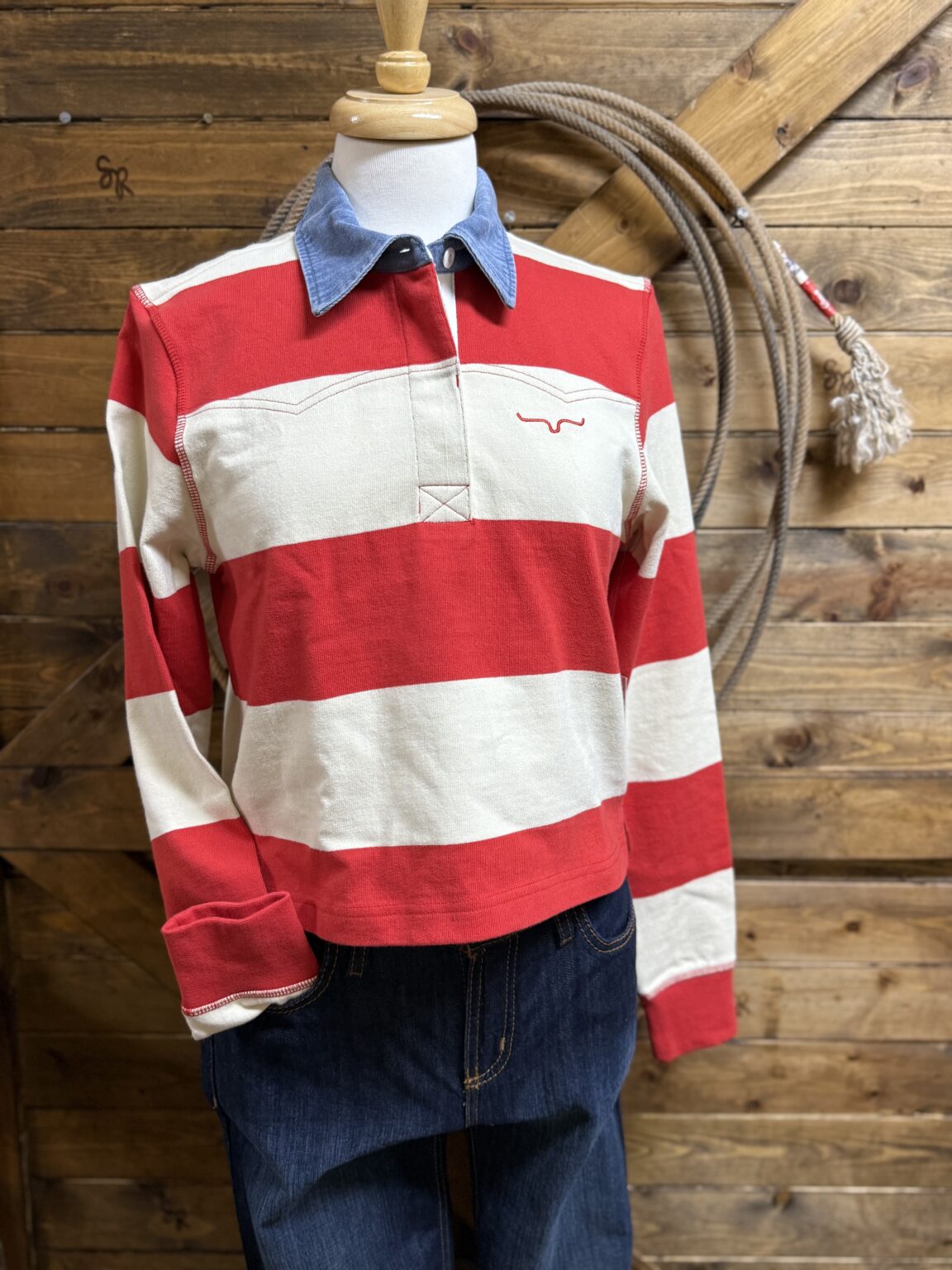 Womens Kimes Ranch L/S Jamila Red/Cream/Denim - Saddle Rags